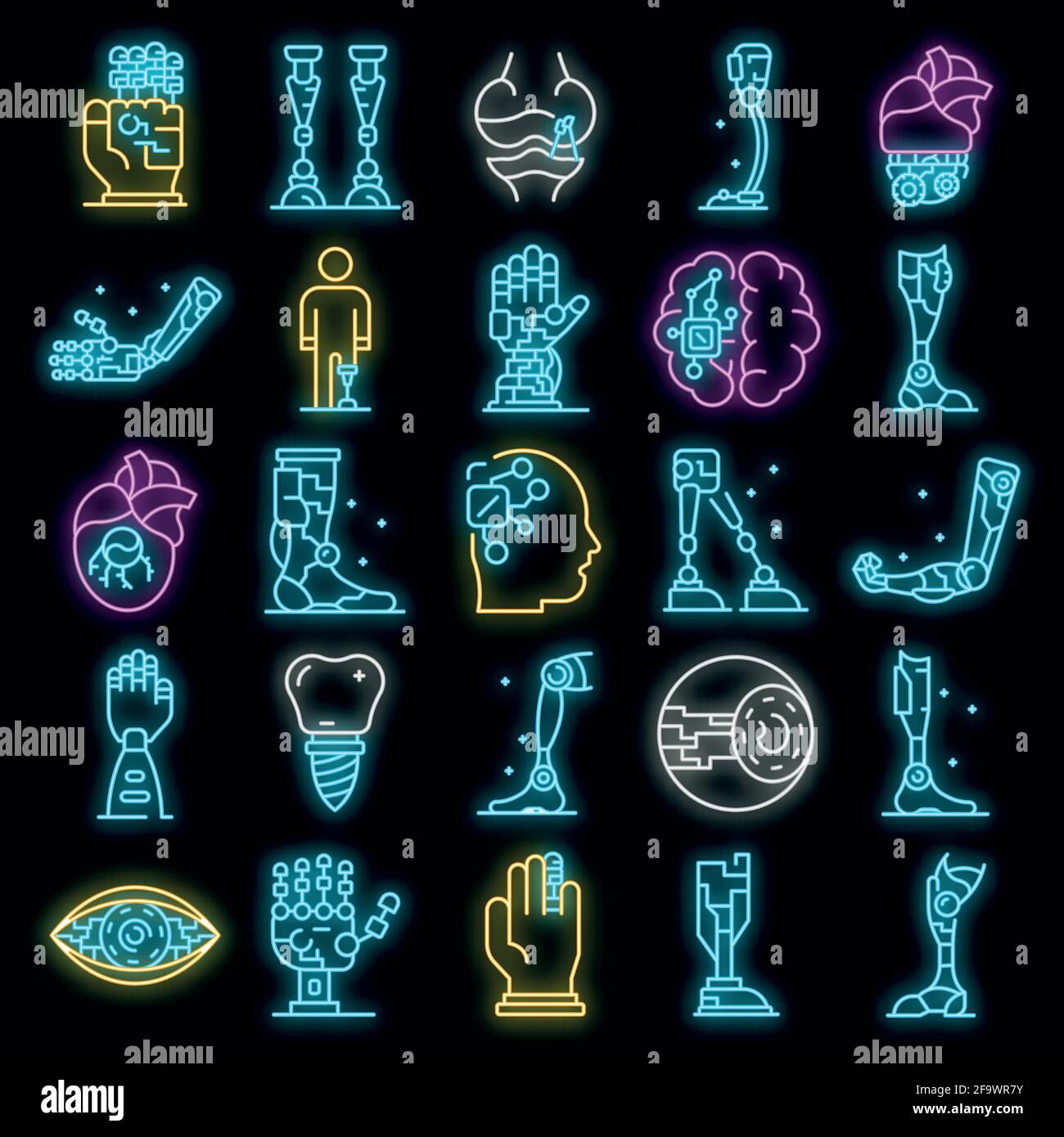 Artificial limbs icons set. Outline set of artificial limbs vector ...