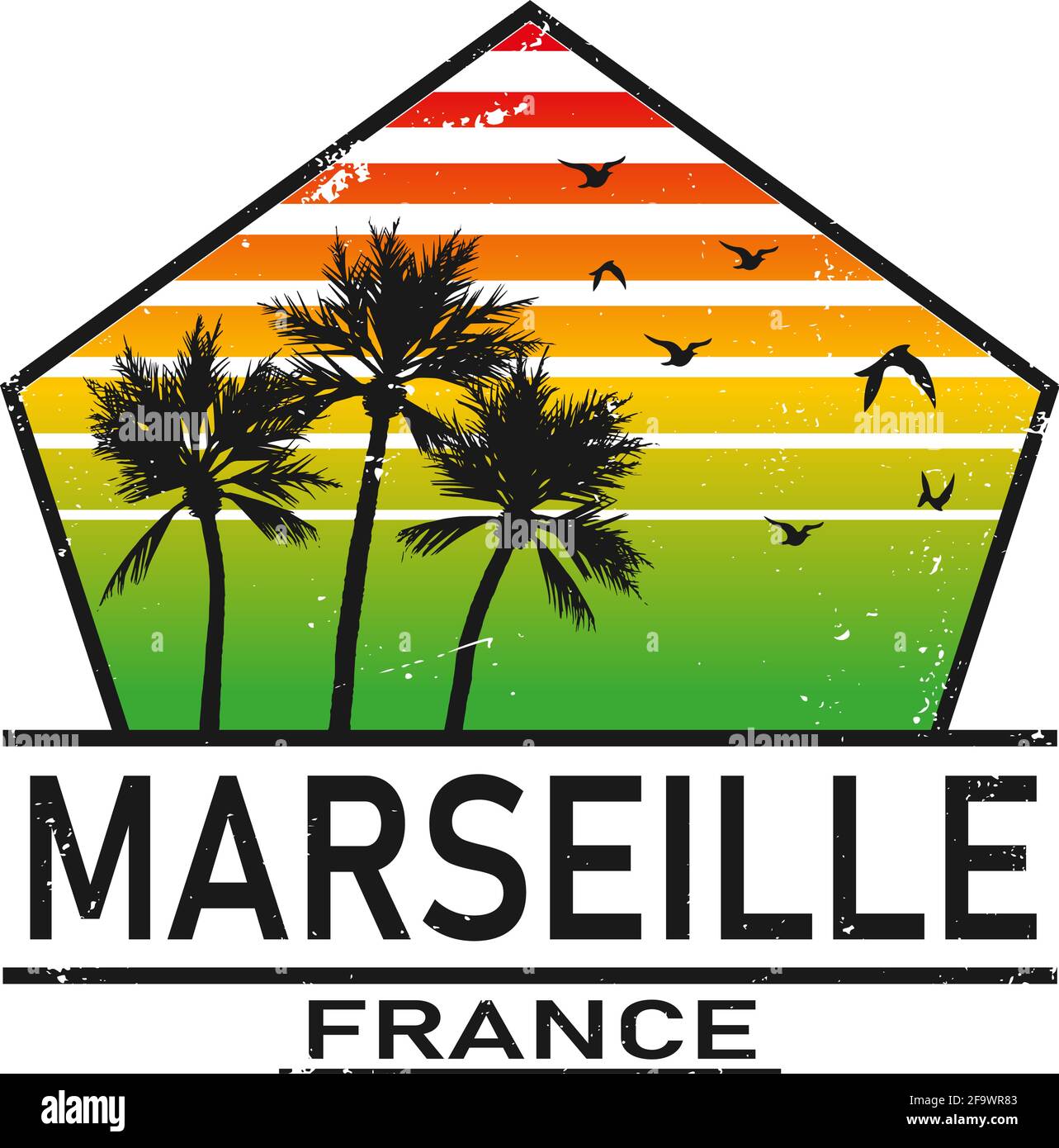 Marseille. City of France. Editable vector logo design Stock Vector ...