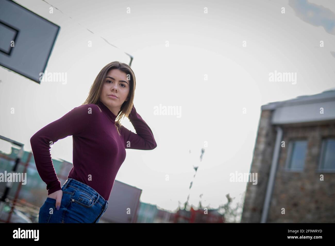 Portrait of a cute Bosnian brunette girl with natural makeup posing ...