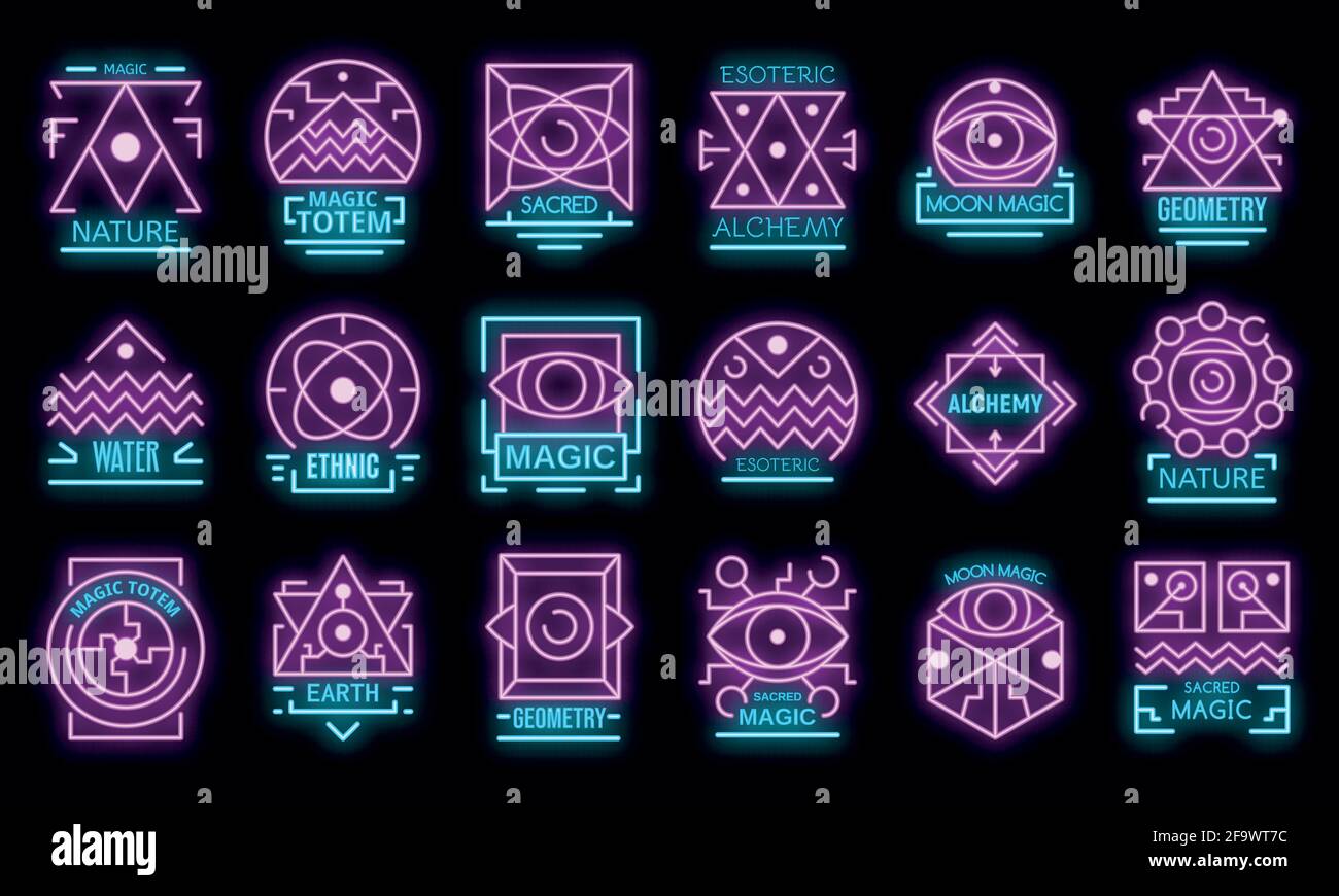 Geometric alchemy icons set. Outline set of geometric alchemy vector ...
