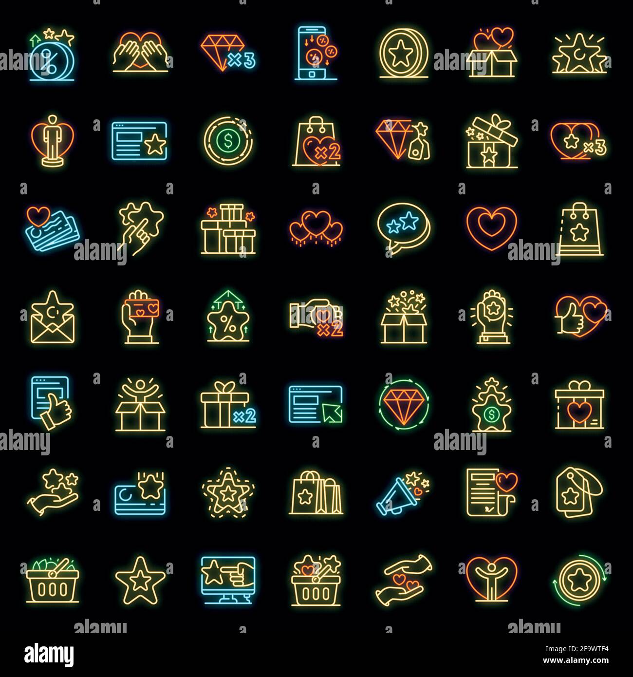 Loyalty program icons set. Outline set of loyalty program vector icons ...