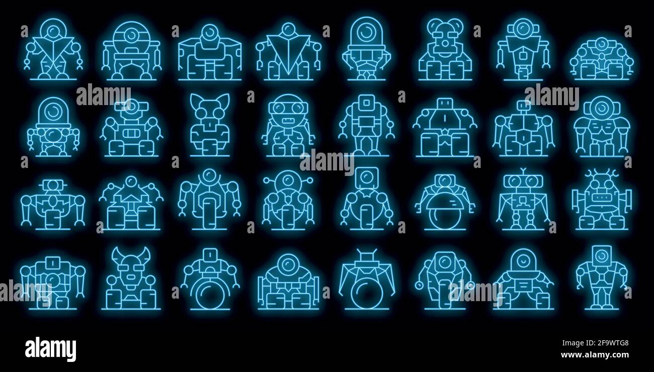 Robot-transformer icons set. Outline set of robot-transformer vector ...