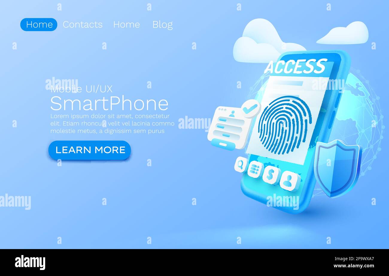 Smartphone Login app banner concept, place for text, access online ...