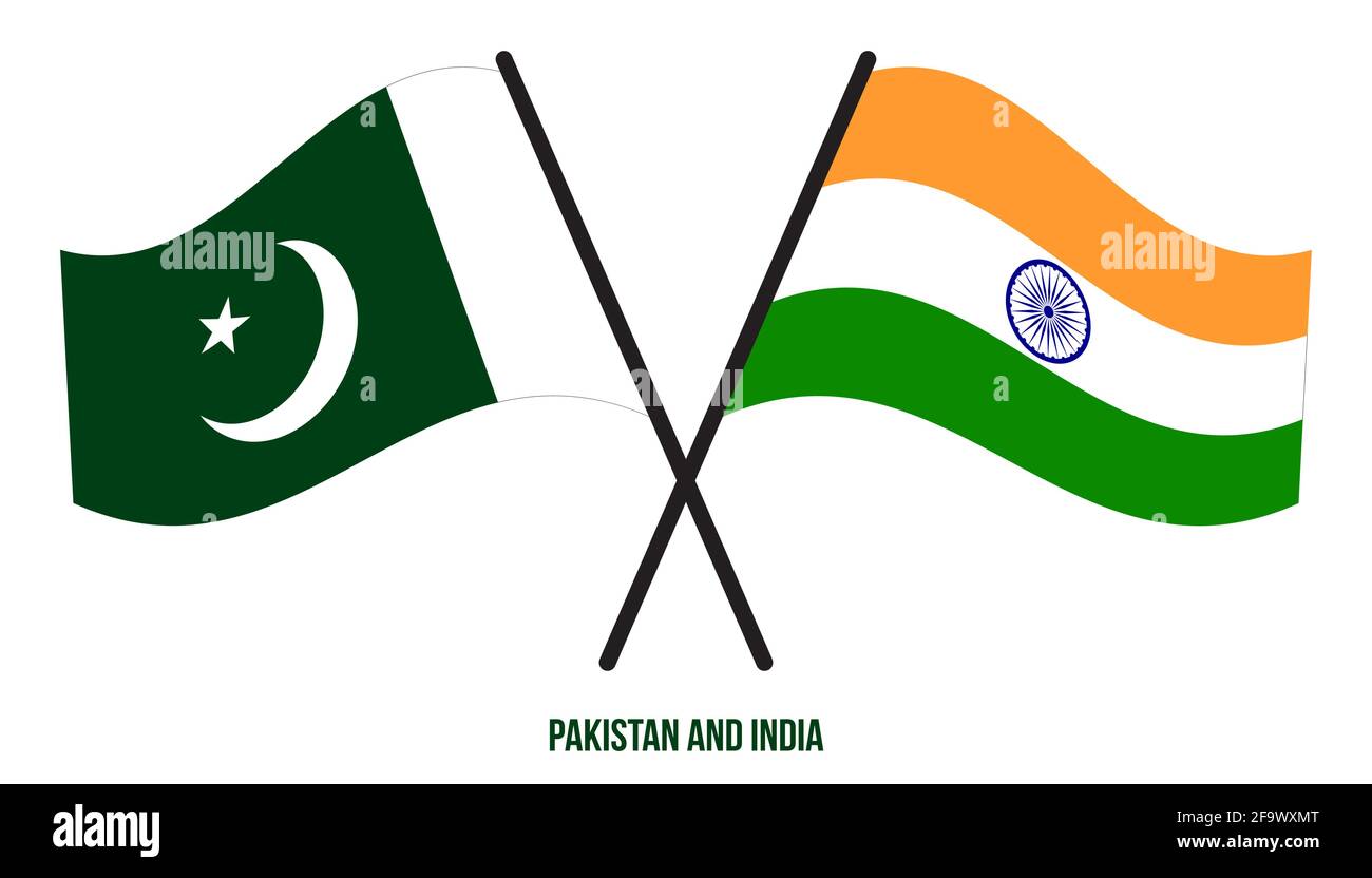 Pakistan and India Flags Crossed And Waving Flat Style. Official ...