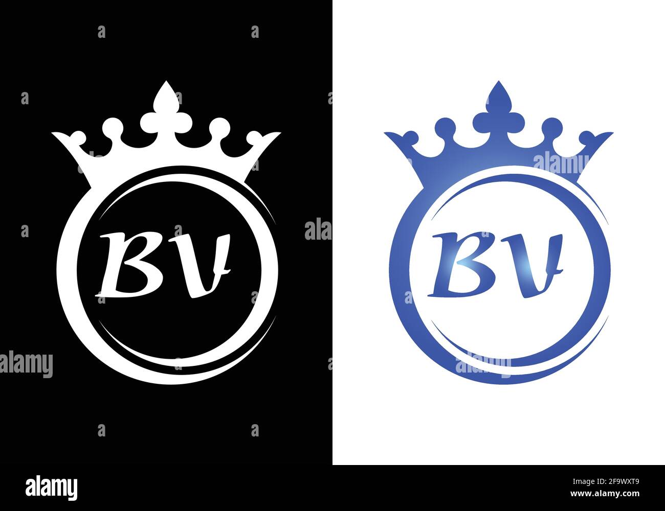 king crown letter alphabet BV for company logo icon design Stock Vector ...