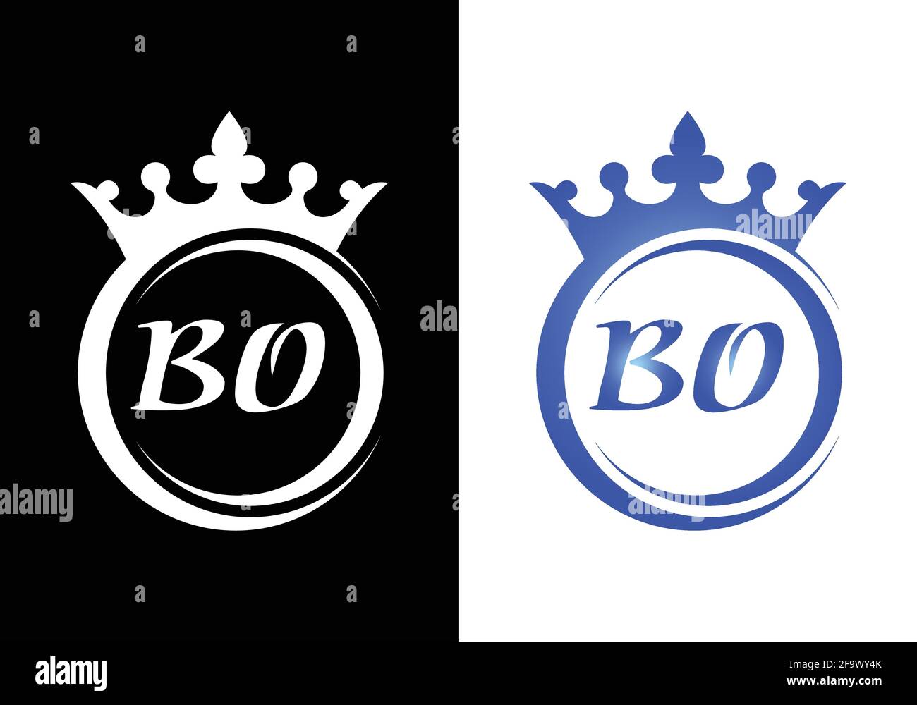 king crown letter alphabet BO for company logo icon design Stock Vector ...