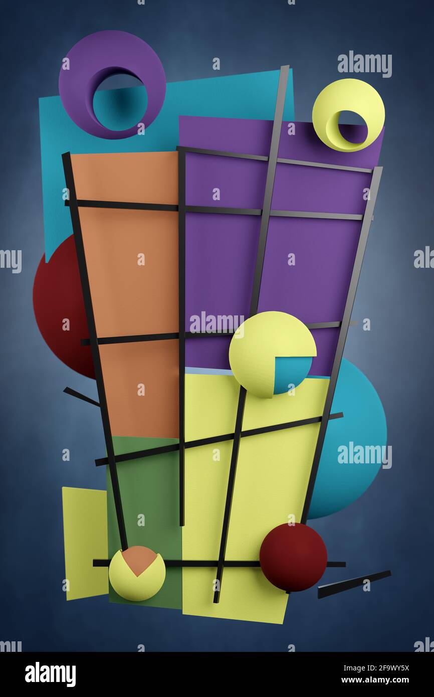 abstract 3D illustration in cubism style Stock Photo - Alamy