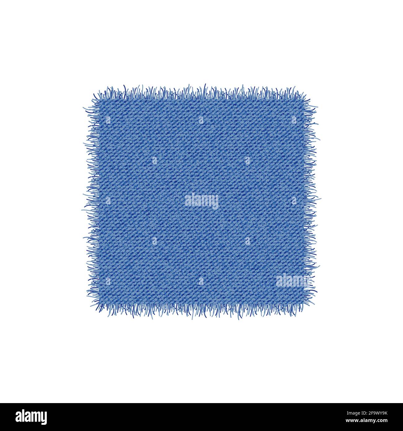 Denim square shape. Torn jean patch. Vector realistic illustration on ...