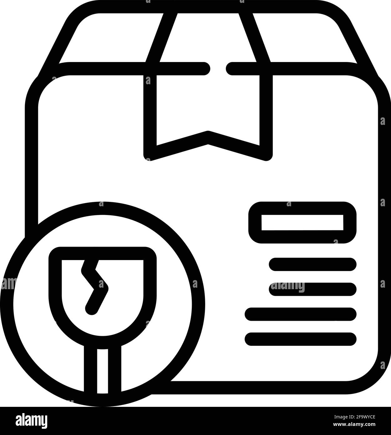 Broken parcel icon. Outline Broken parcel vector icon for web design ...