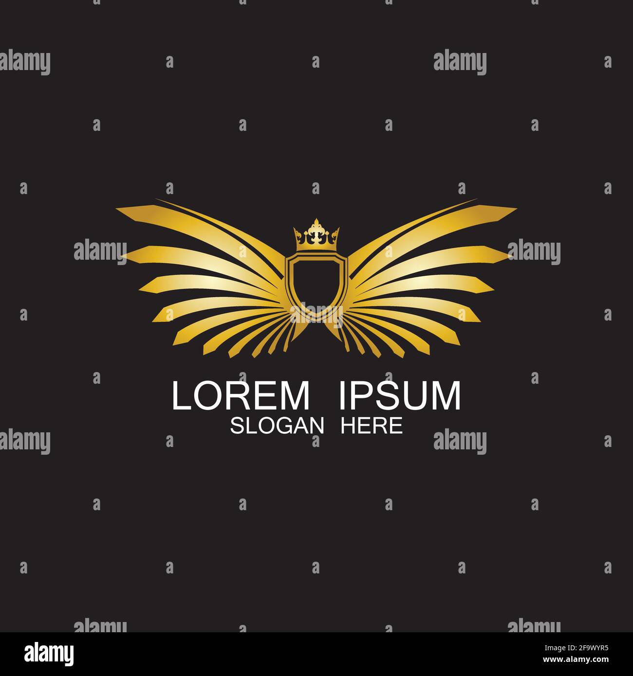golden winged shield with crown logo / heraldry symbol Stock Vector ...