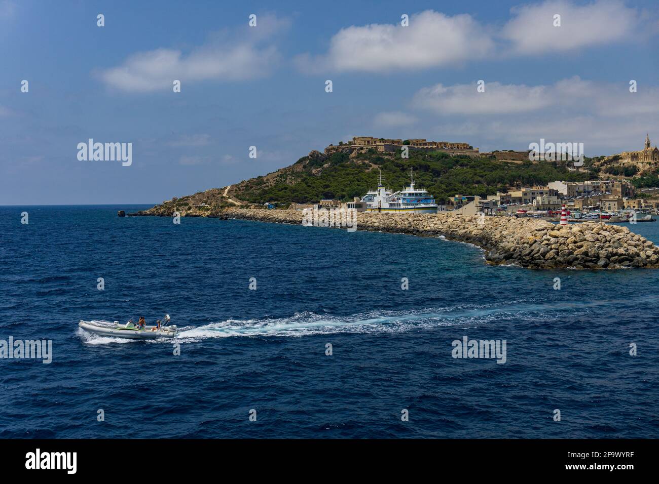 Mesmerizing view of Malta, Gozo Island, view of Ghajnsielem town and ...