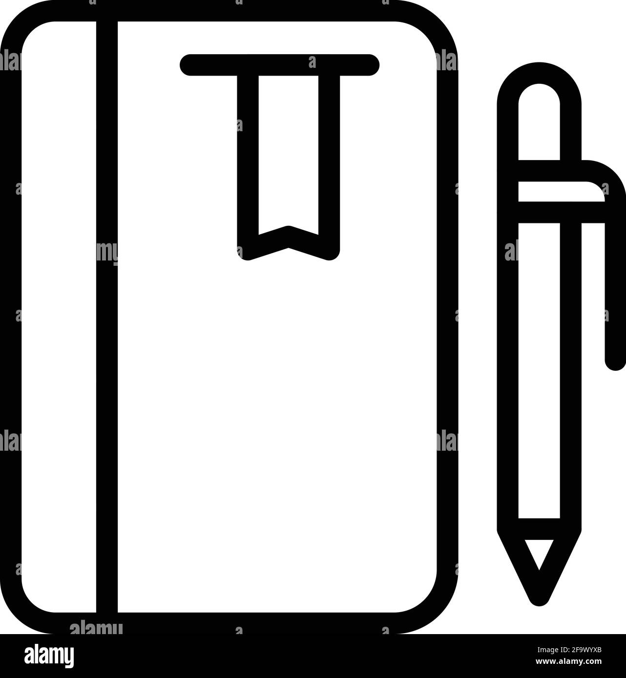 Notebook and pen icon. Outline Notebook and pen vector icon for web ...