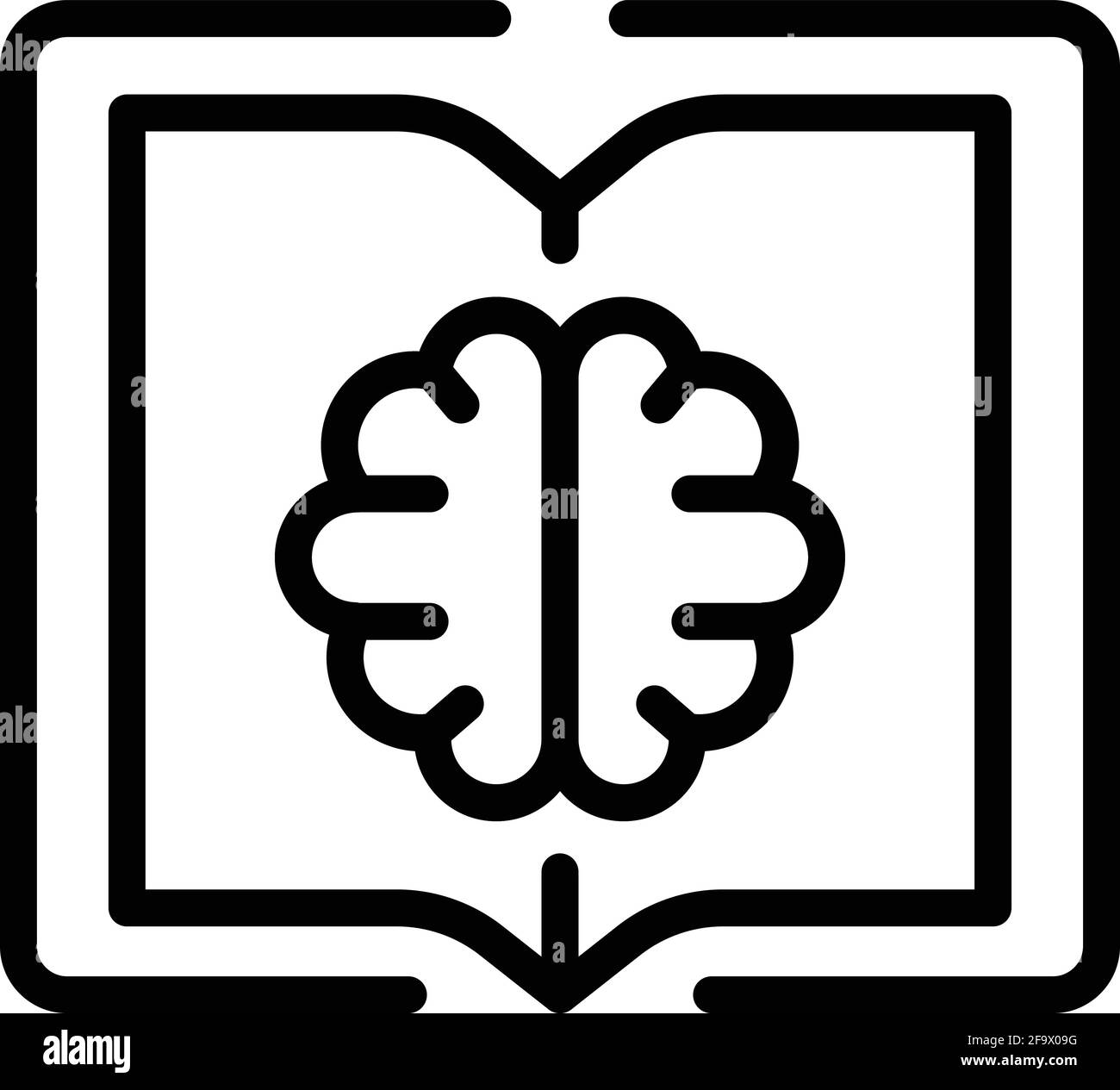 Book brain icon. Outline Book brain vector icon for web design isolated ...