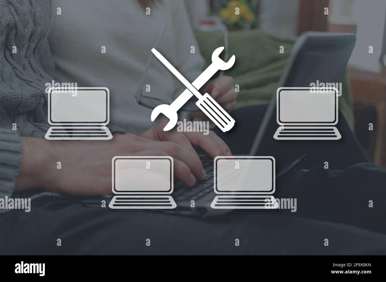Maintenance service concept illustrated by a picture on background ...