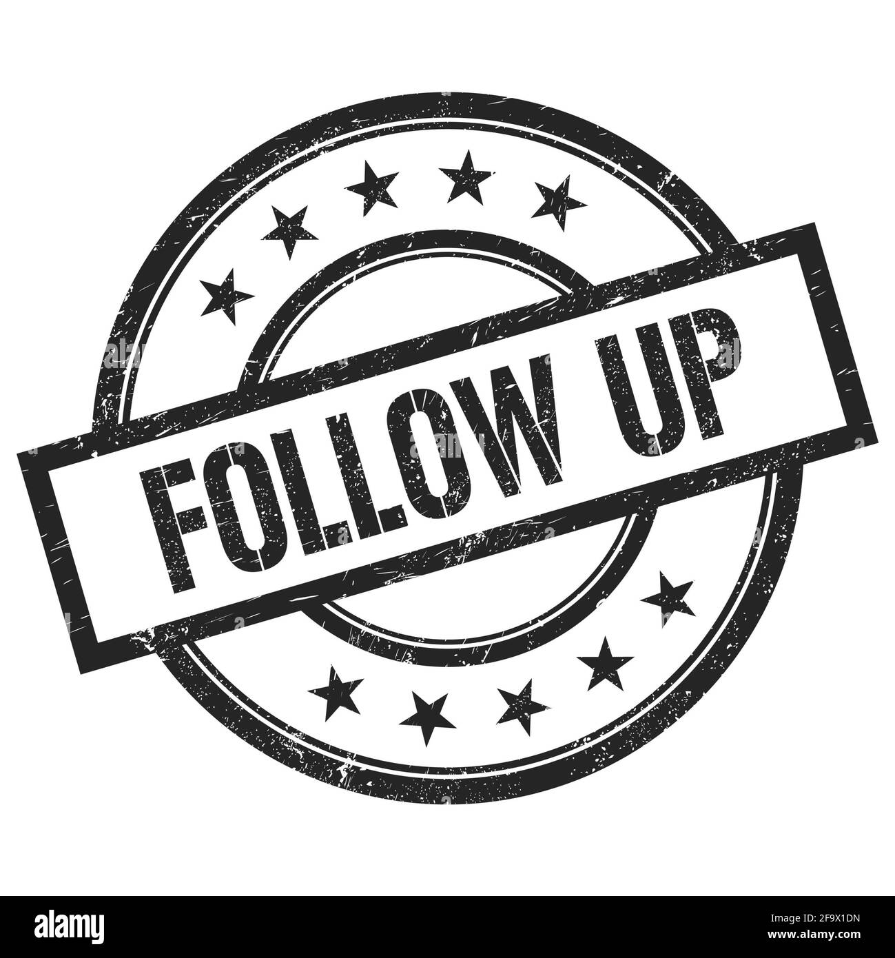 FOLLOW UP text written on black round vintage rubber stamp Stock Photo ...