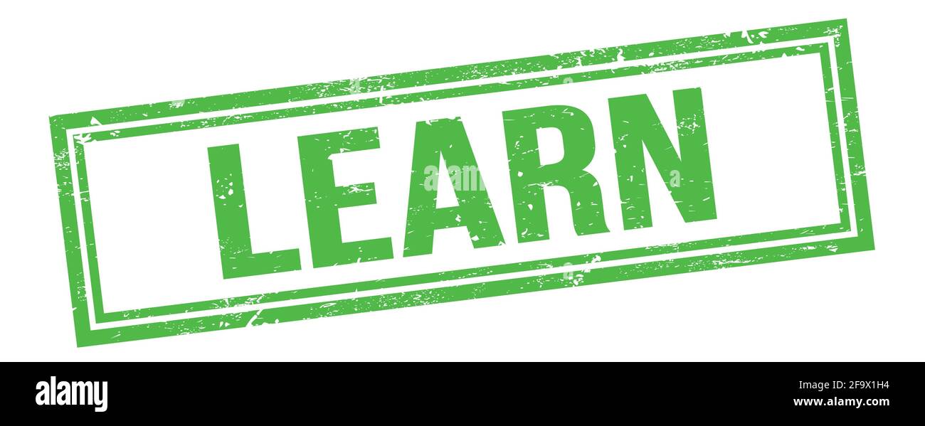 LEARN text on green grungy vintage rectangle stamp Stock Photo - Alamy