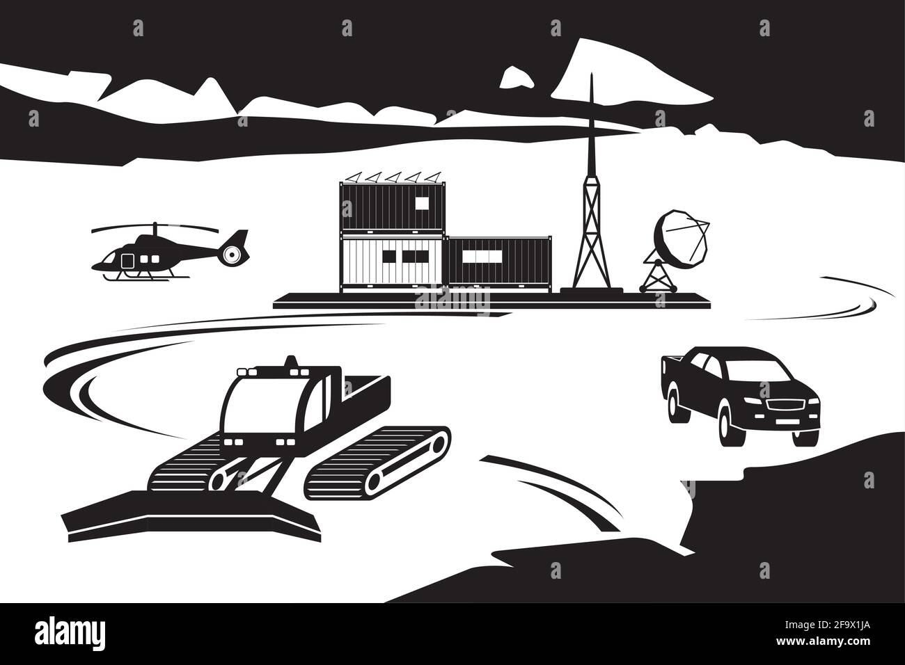 Research station in Antarctica – vector illustration Stock Vector Image ...