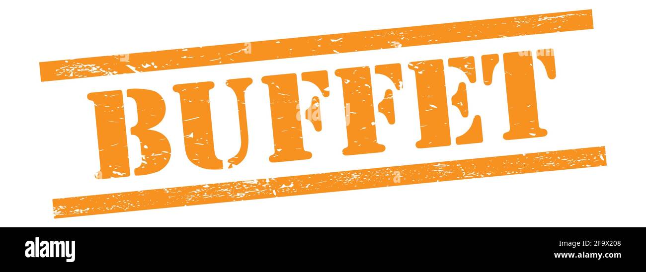 BUFFET text on orange grungy vintage rubber stamp Stock Photo - Alamy