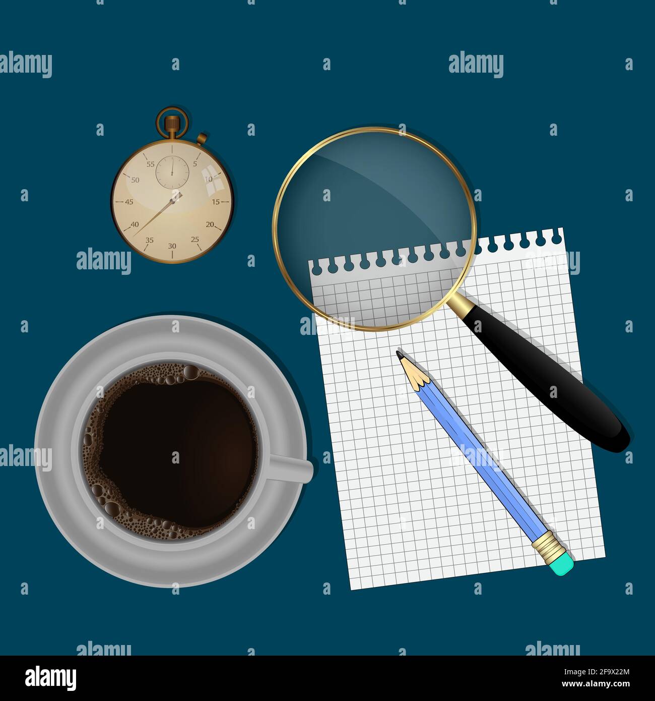 Flat lay coffee notebook Stock Vector Images - Alamy
