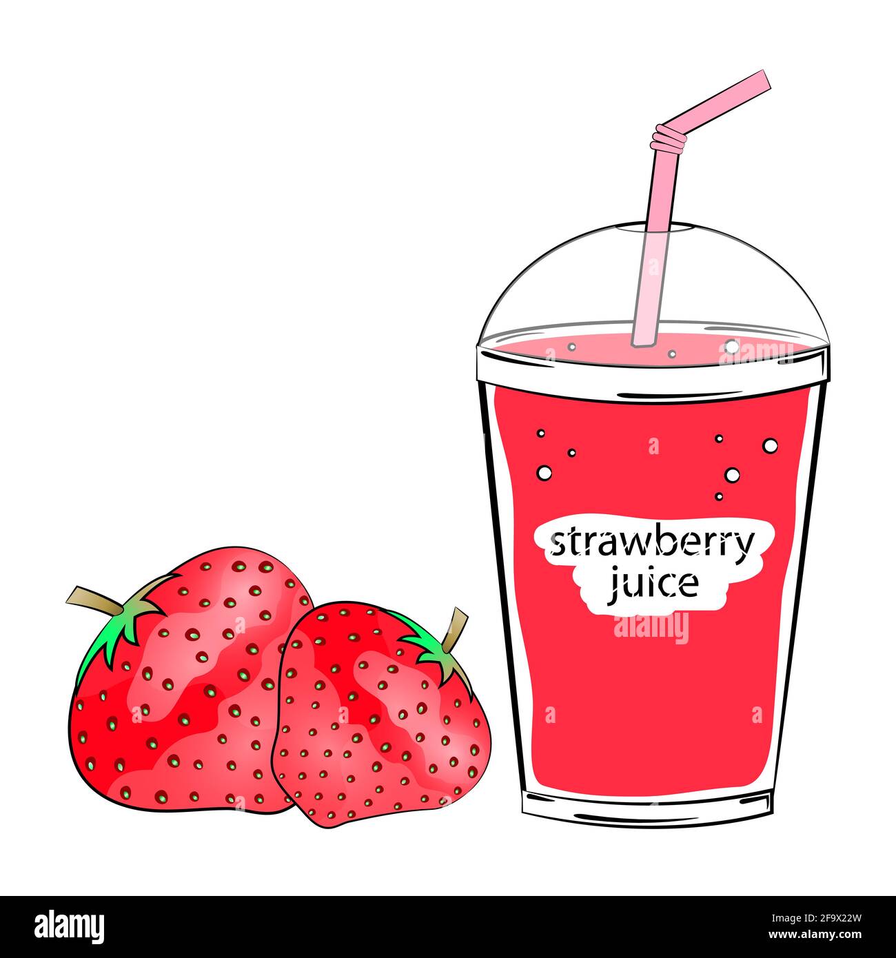 Strawberry juice and strawberries. Vector illustration Stock Vector ...