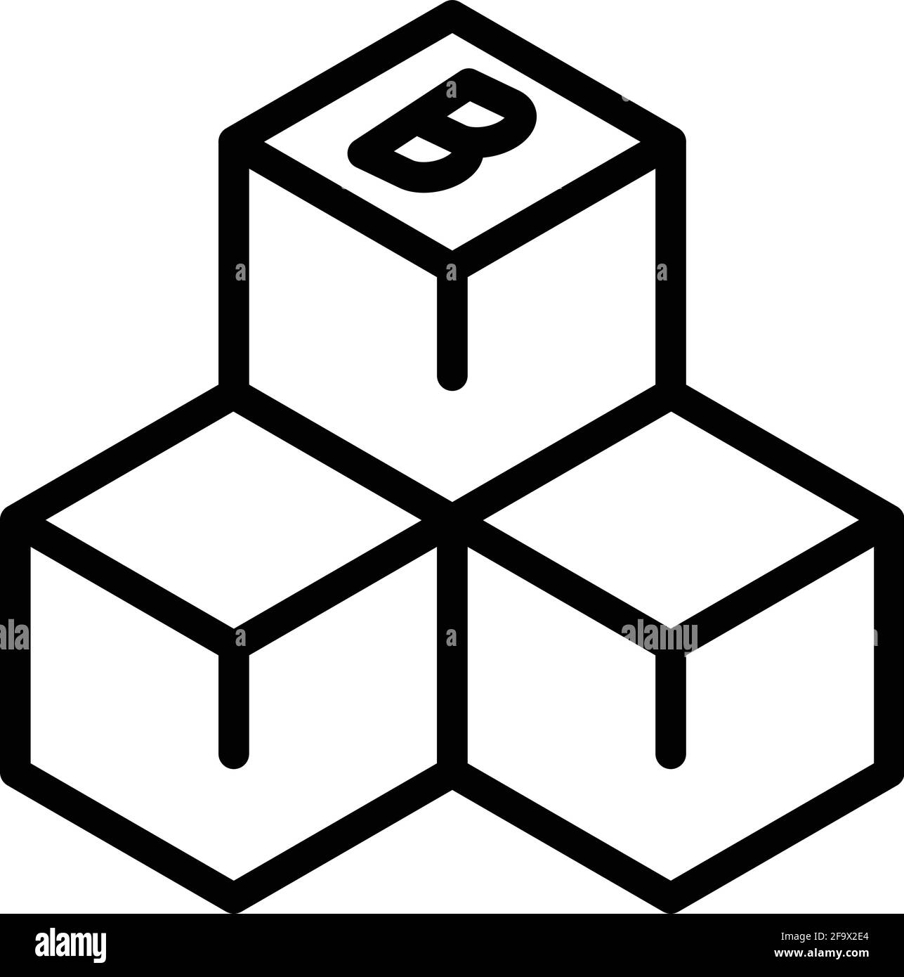 Blockchain cubes icon. Outline Blockchain cubes vector icon for web design isolated on white ...