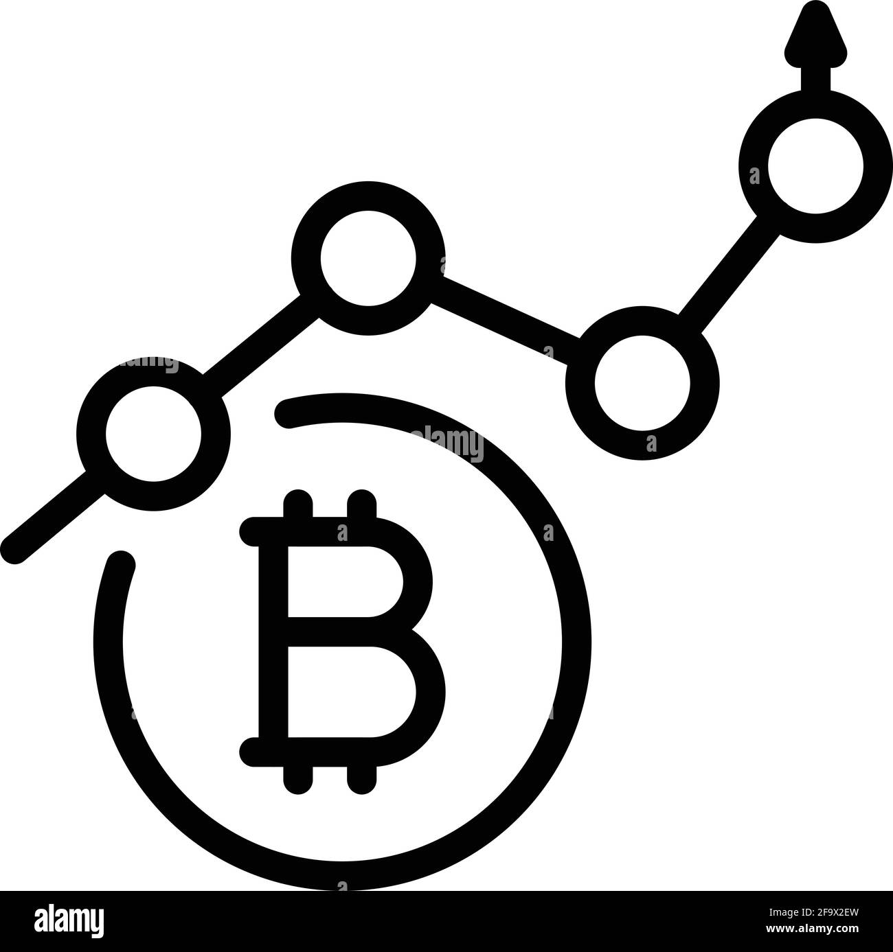 Bitcoin growth icon. Outline Bitcoin growth vector icon for web design ...