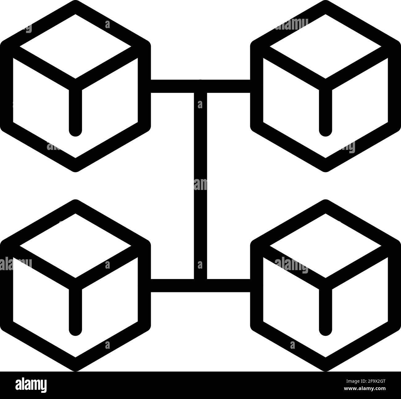 Blockchain market icon. Outline Blockchain market vector icon for web design isolated on white ...