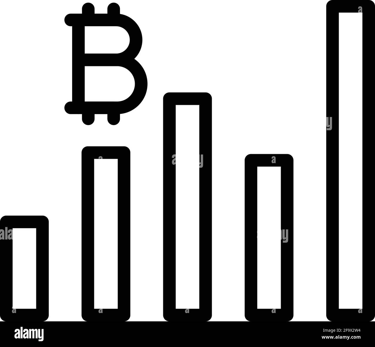Bitcoin market value icon. Outline Bitcoin market value vector icon for ...