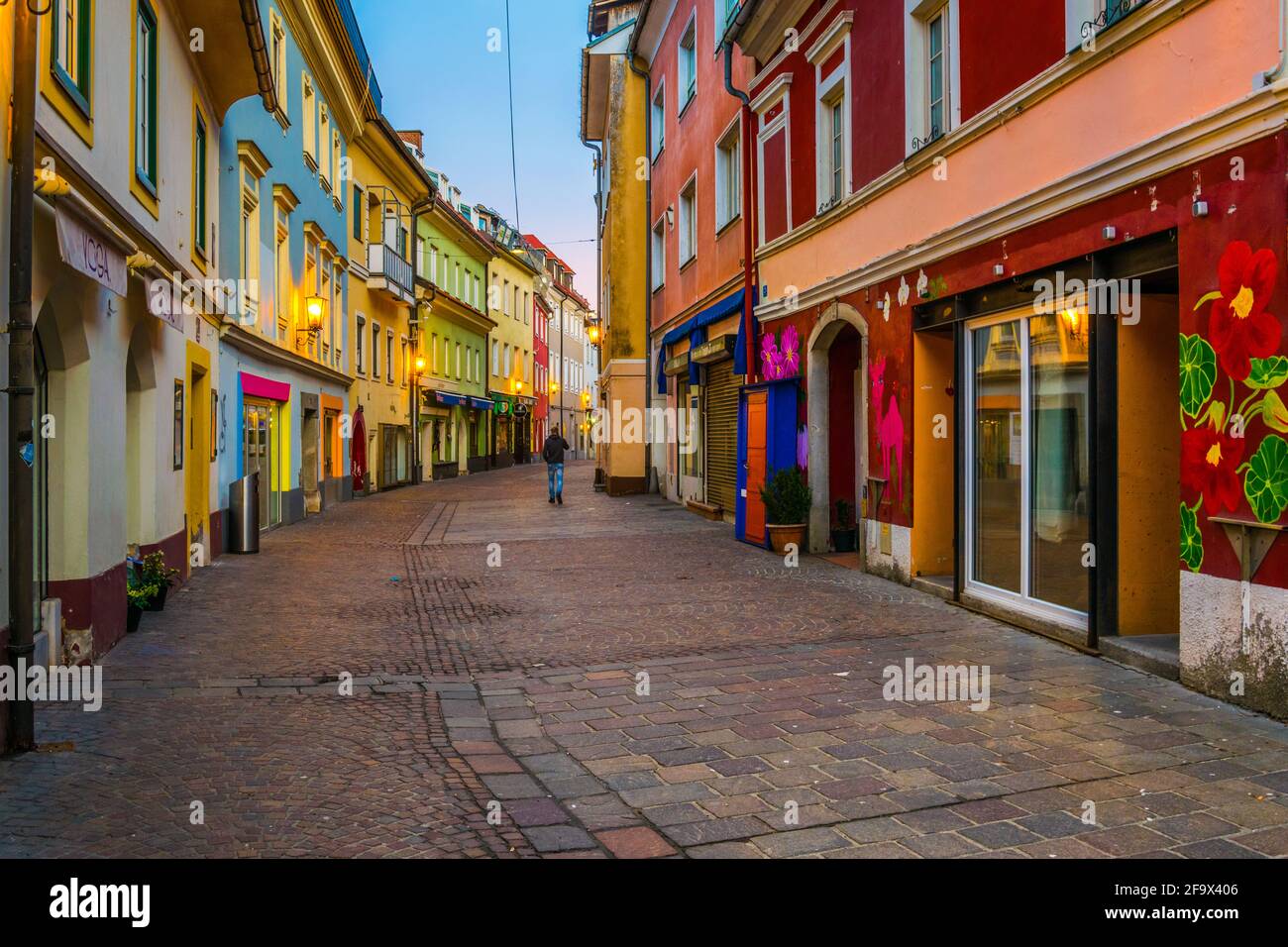 VILLACH, AUSTRIA, FEBRUARY 20, 2016: view of a narrow street full of ...