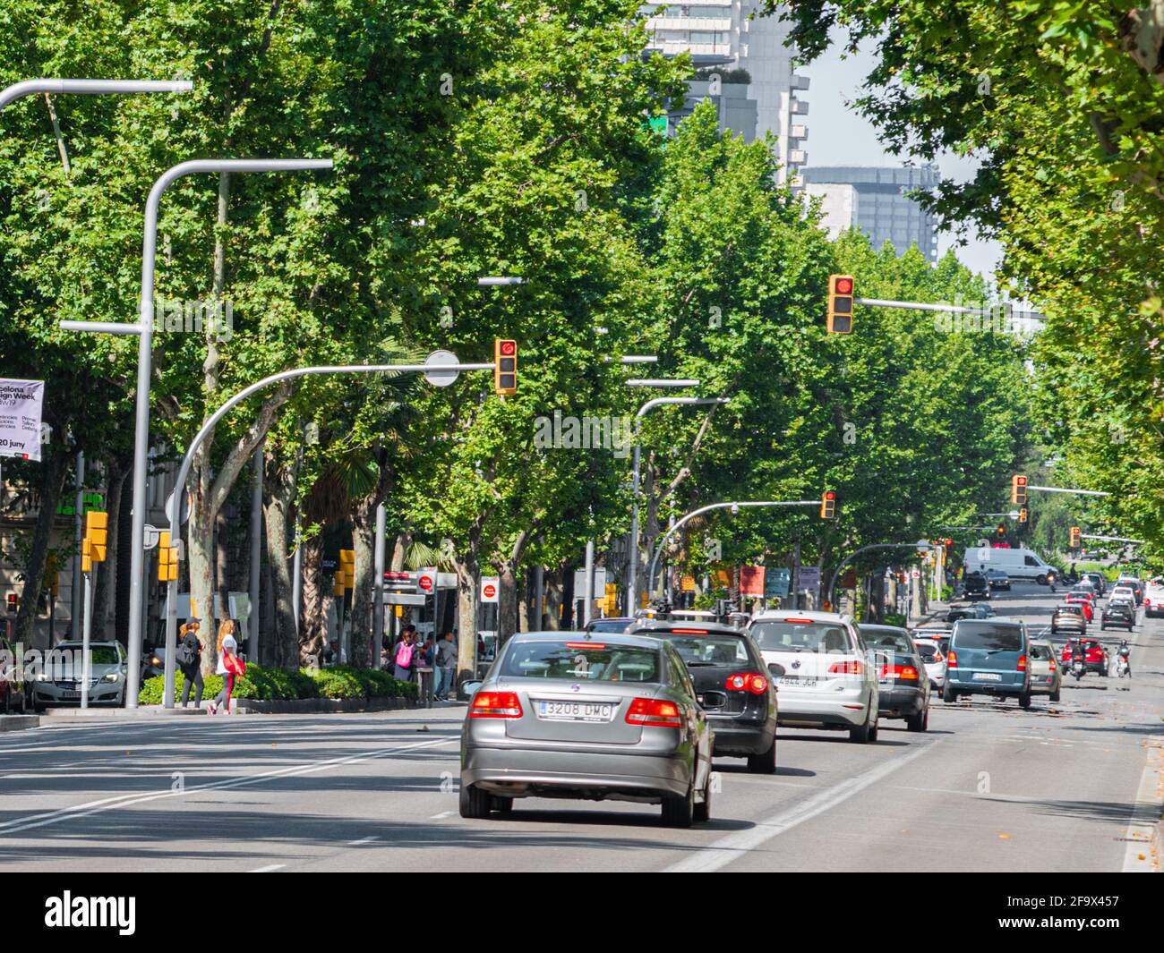 BARCELONA, SPAIN - JUNE 08, 2019: Rush Hour Car Traffic In Downtown ...