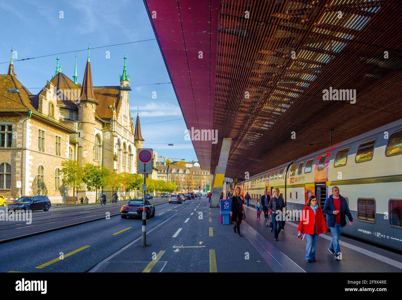 ZURICH, SWITZERLAND, OCTOBER 24, 2015: People are waiting for a train ...