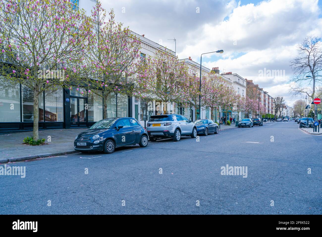 LONDON, UK - APRIL 11, 2021: Street view of Westbourne Grove, a retail ...