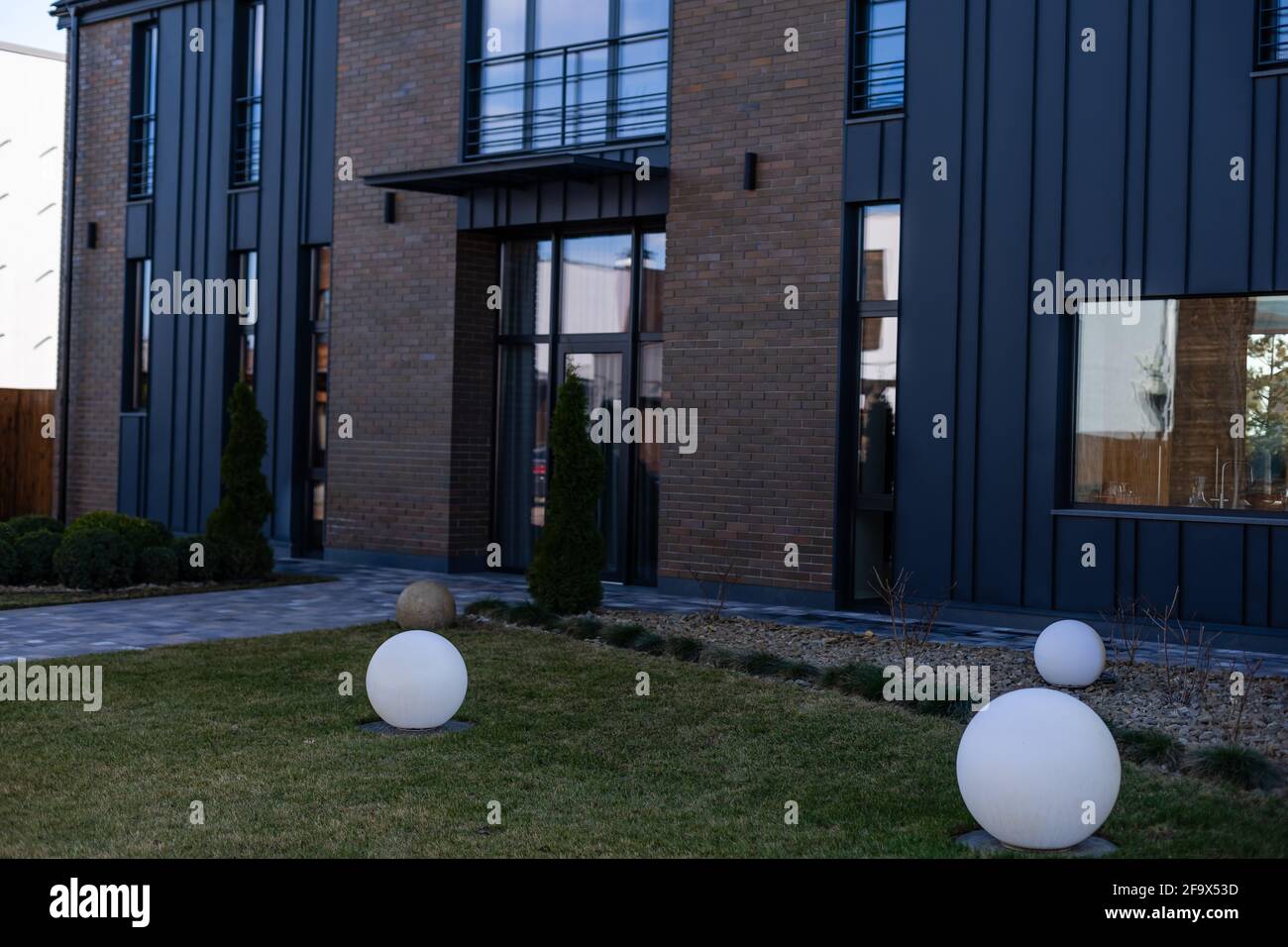 Front door of newly built house closeup Stock Photo - Alamy