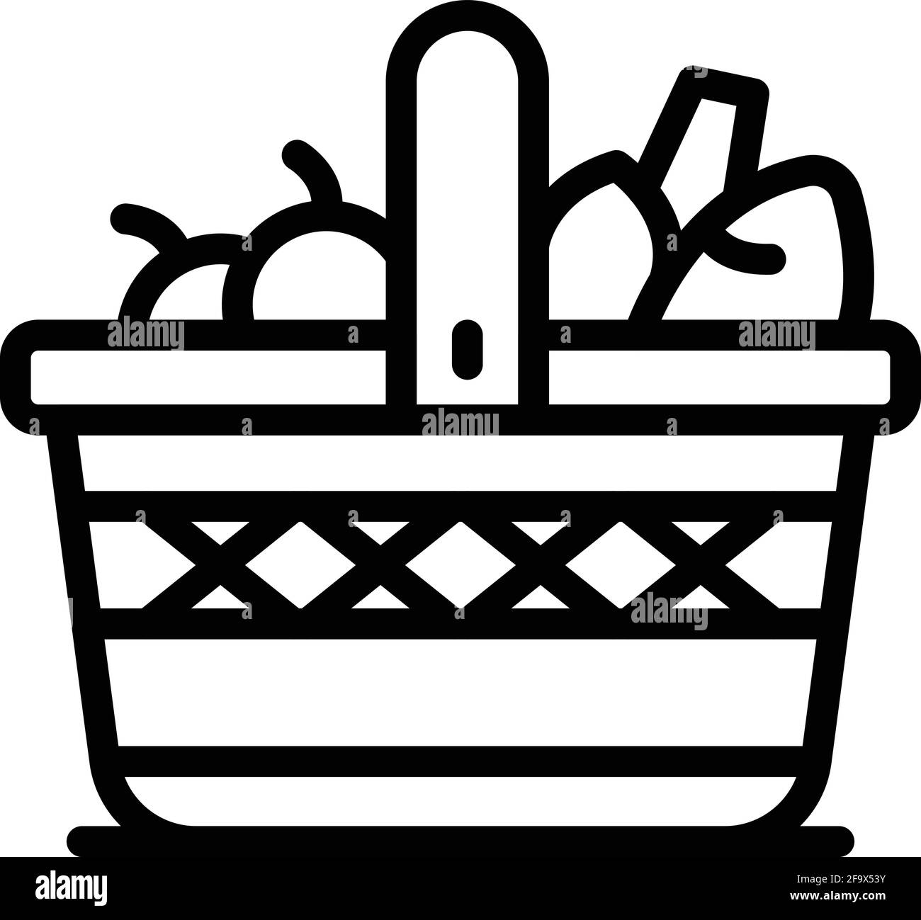 Camping picnic basket icon. Outline Camping picnic basket vector icon ...