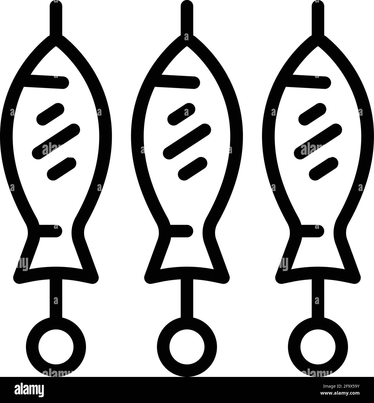 Grilled fish icon. Outline Grilled fish vector icon for web design ...