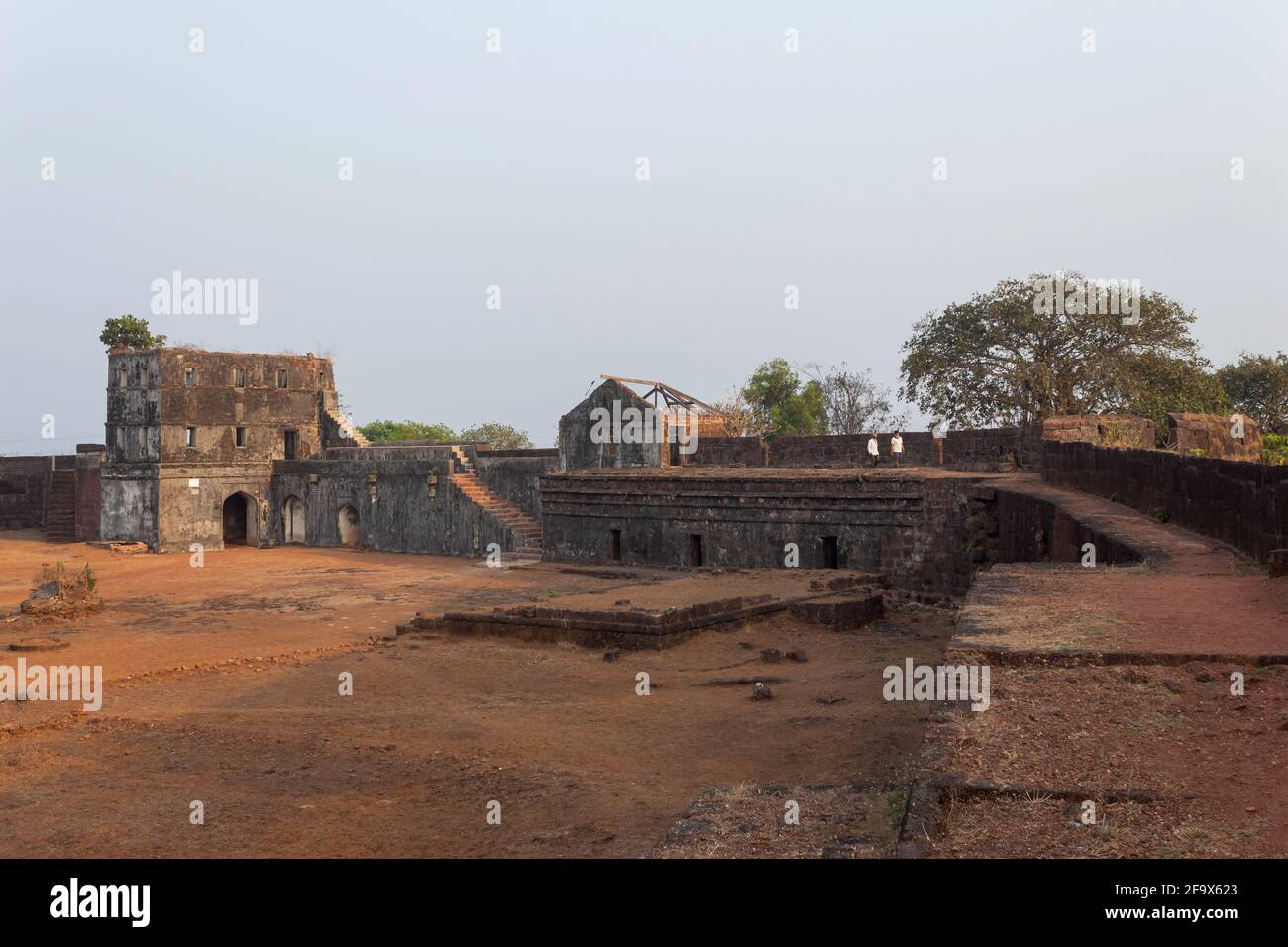 Ruined structures inside Jaigad Fort and protection wall, Konkan ...