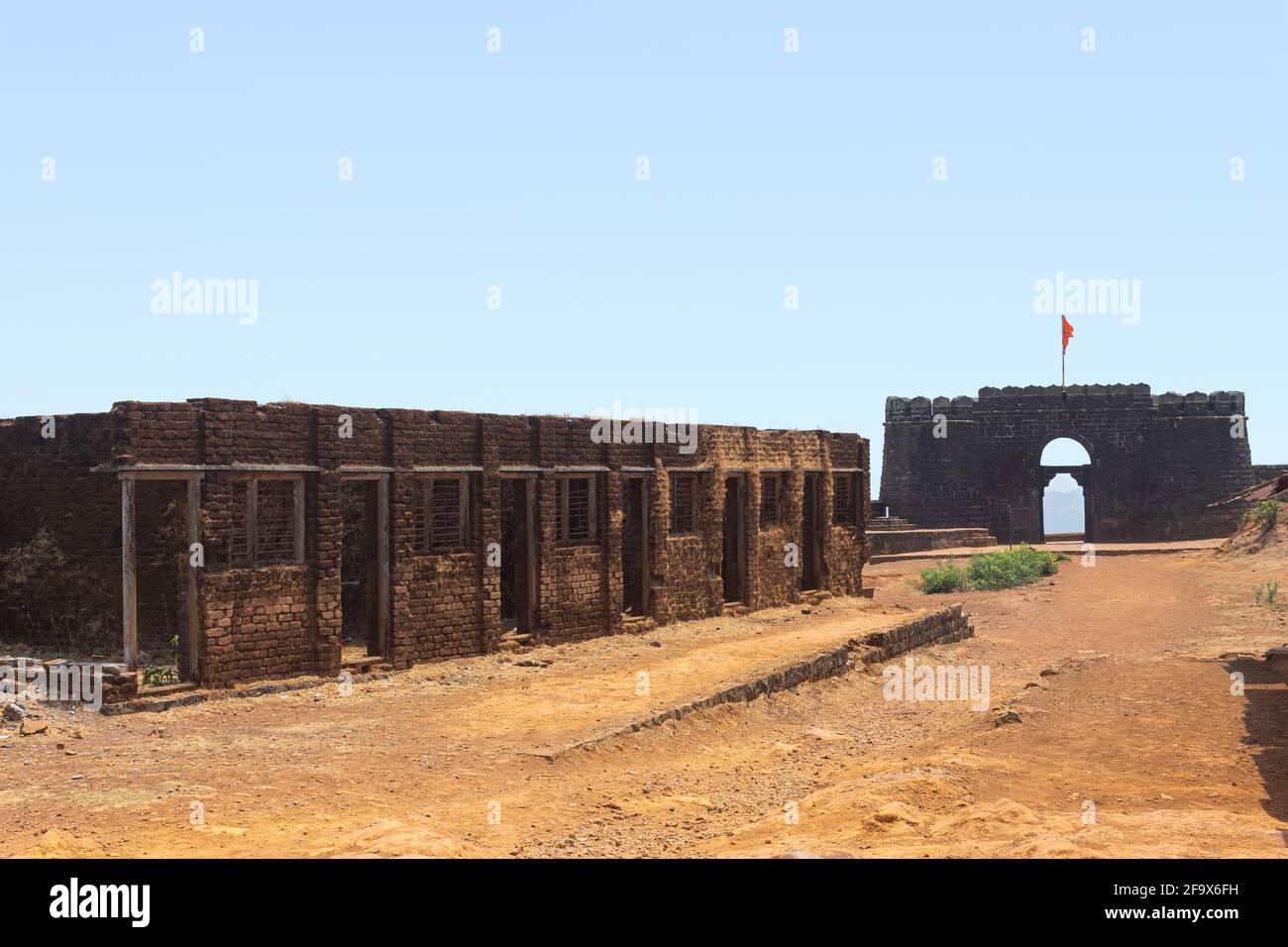 View of Vishalgad entrance gate and old Bhakt niwas. Vishalgad Fort ...