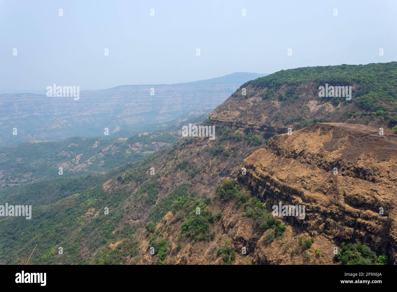 Sahyadri hill ranges seen from Vishalgad fort, Vishalgad, Kolhapur ...