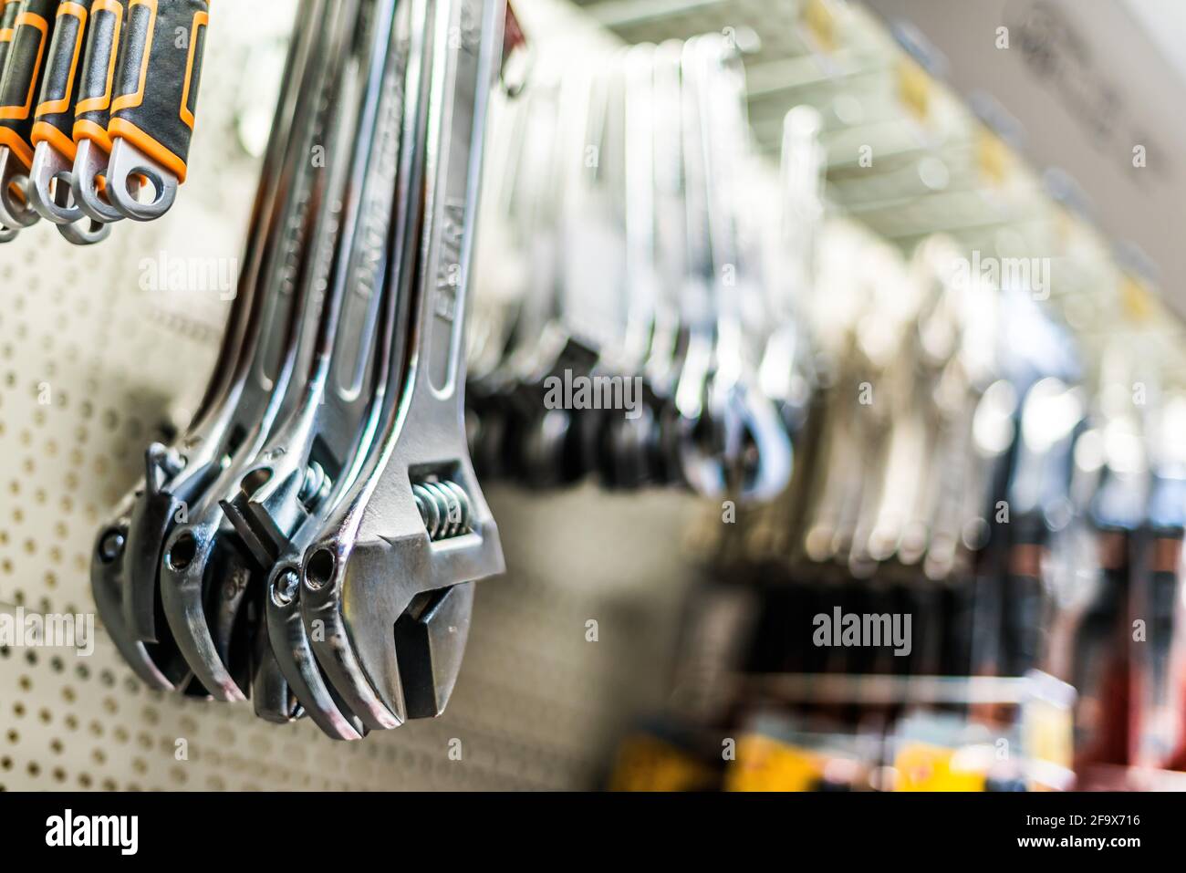 Tools put up for sale in a hardware store Stock Photo - Alamy