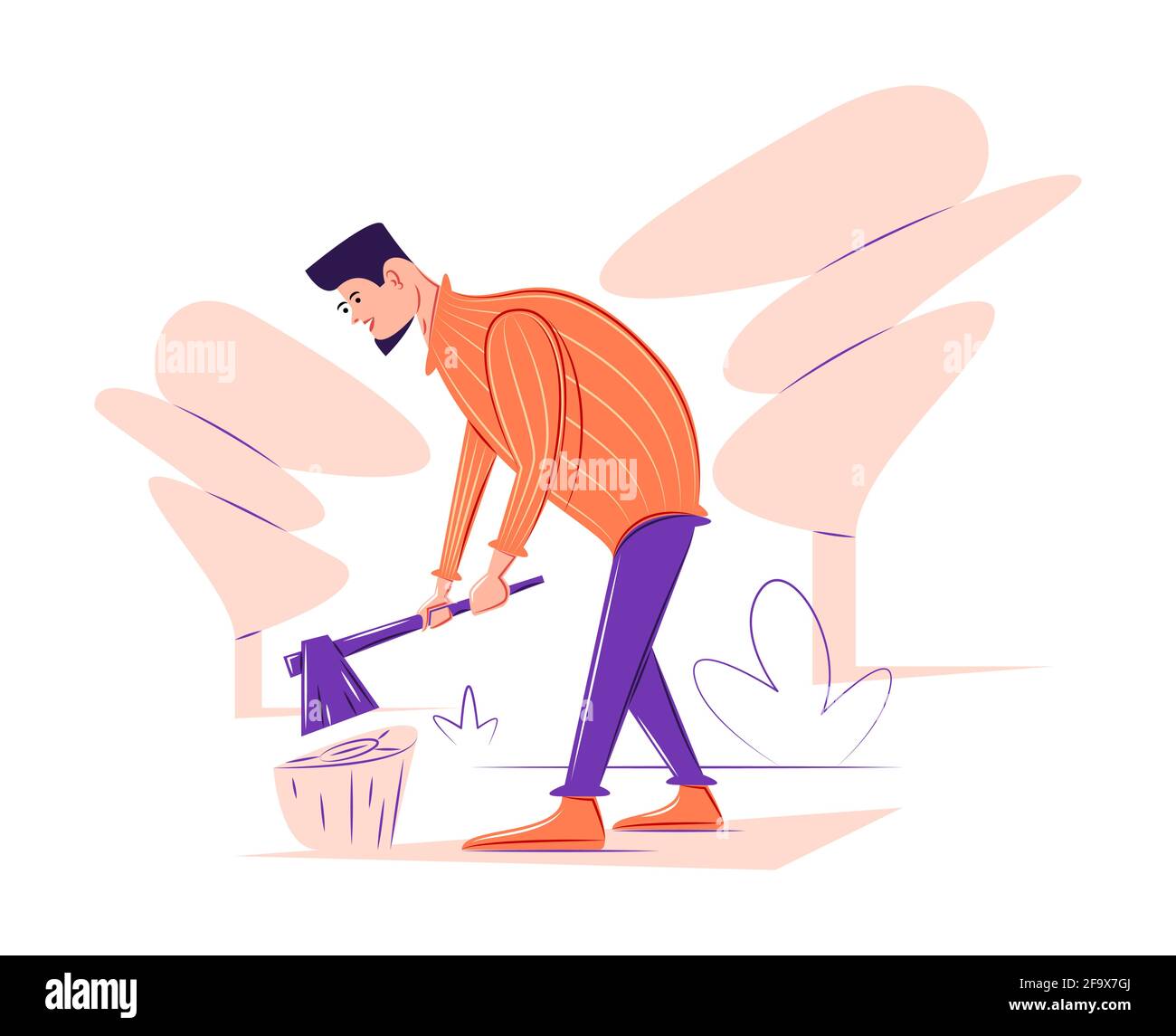 Side view man chopping wood Stock Vector Images - Alamy