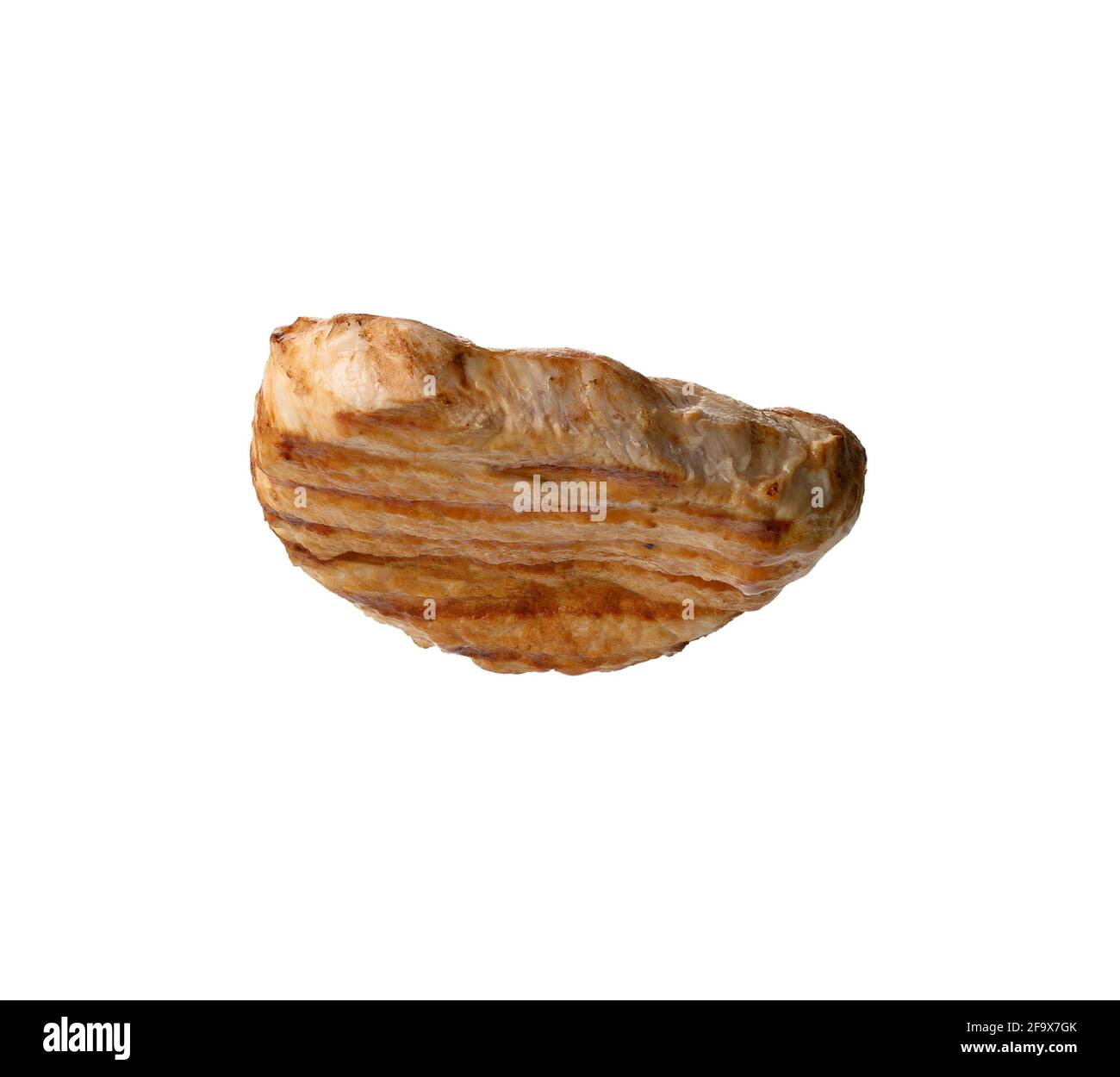grilled pork slice isolated on white background, appetizing steak Stock ...