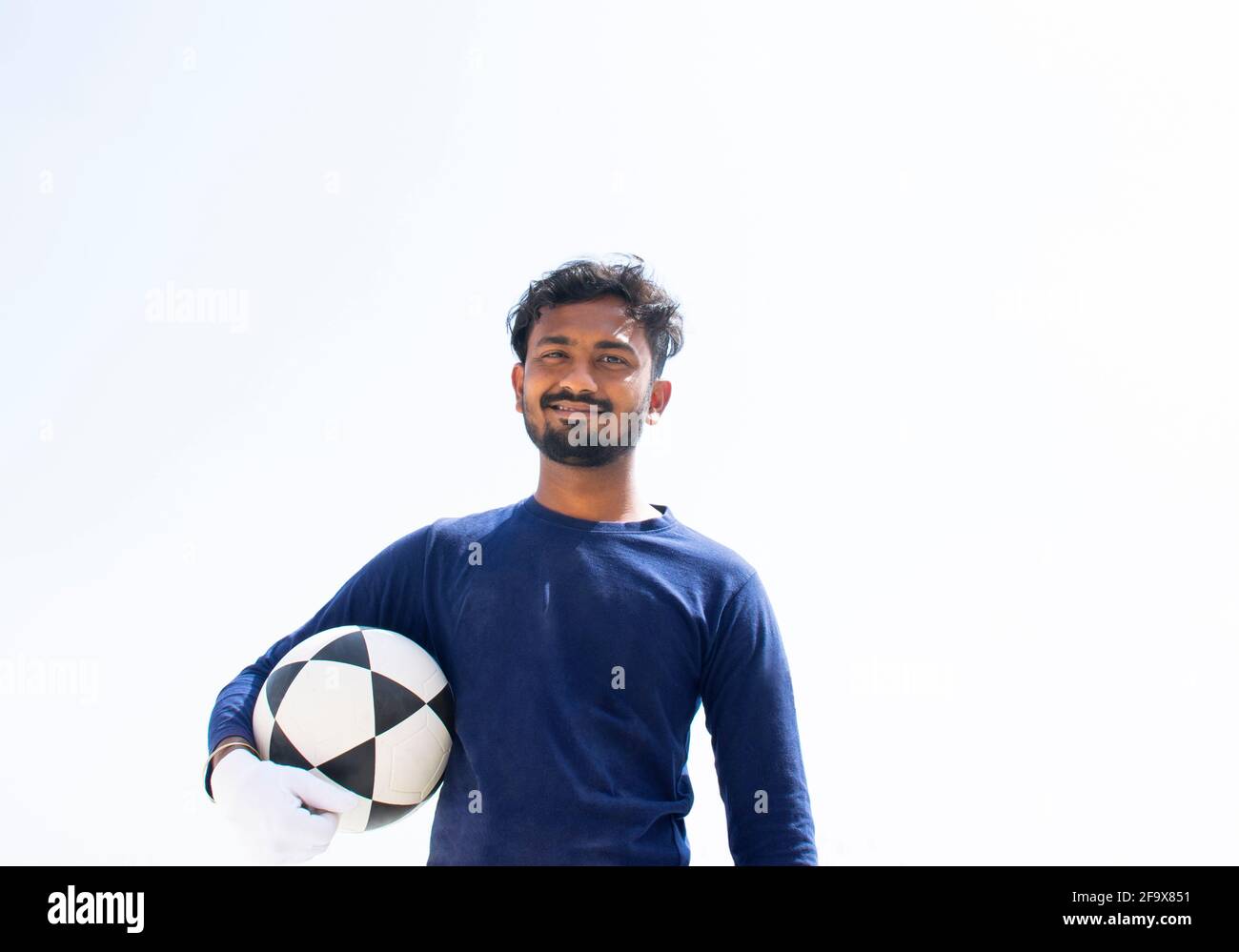 Portrait of Indian goalkeeper greeting Stock Photo - Alamy