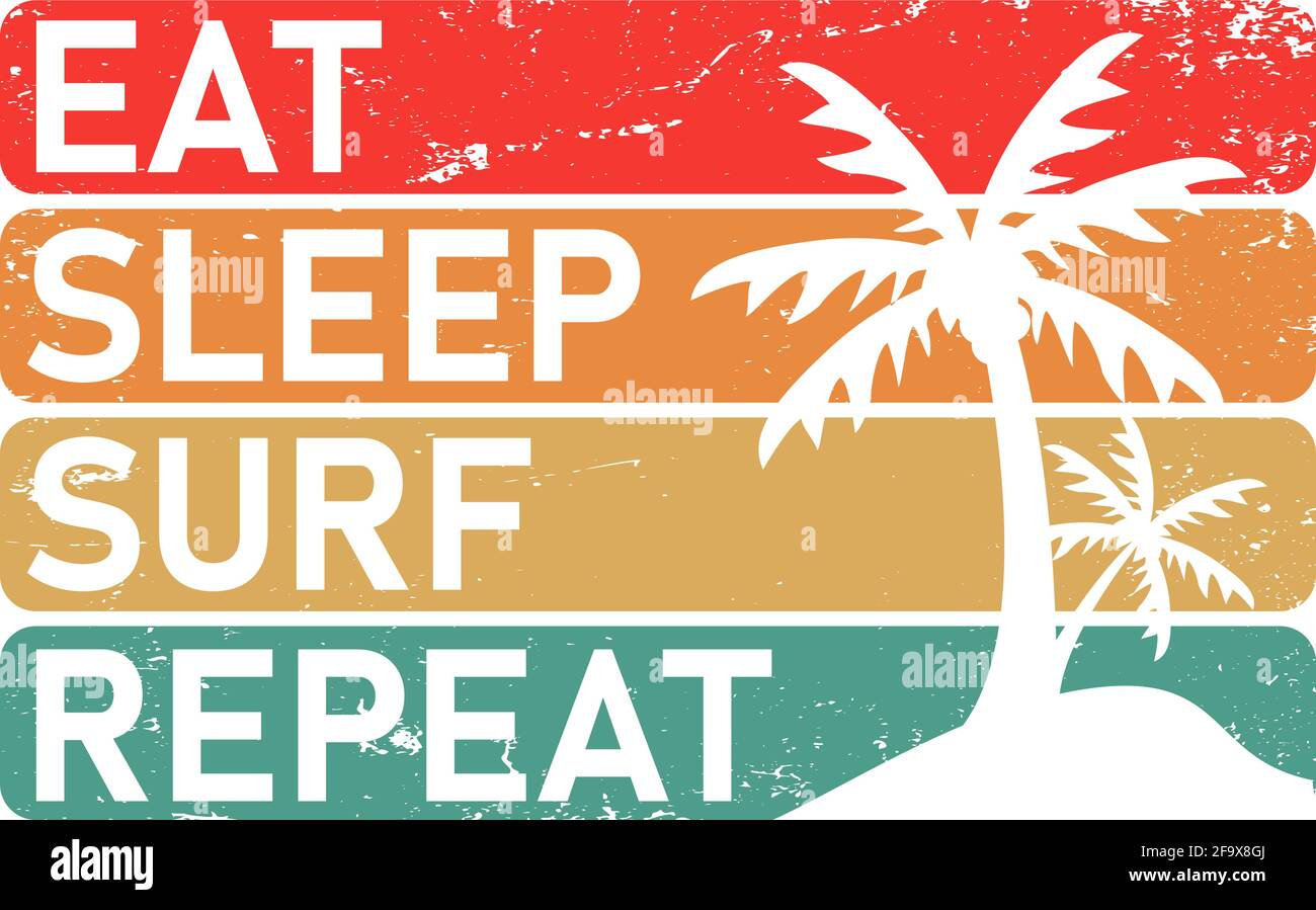 surf eat sleep repeat summer slogan print t shirt illustration for boys ...