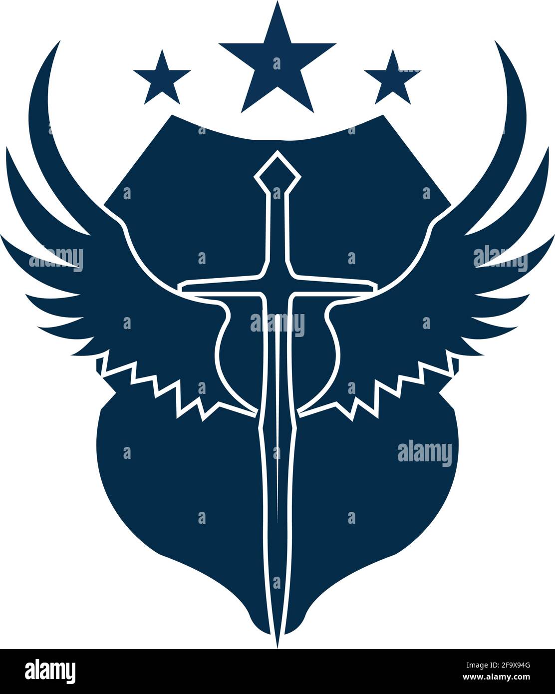 The winged sword with shield vector icon Stock Vector Image & Art - Alamy