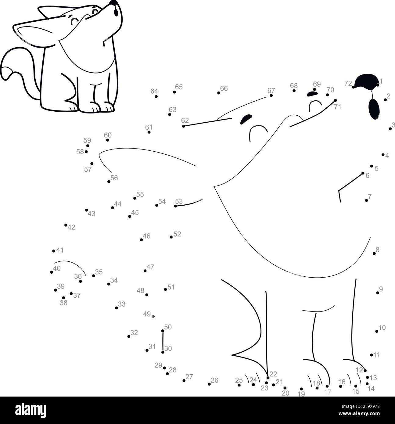 Dot to dot puzzle for children. Connect dots game. wolf illustration ...
