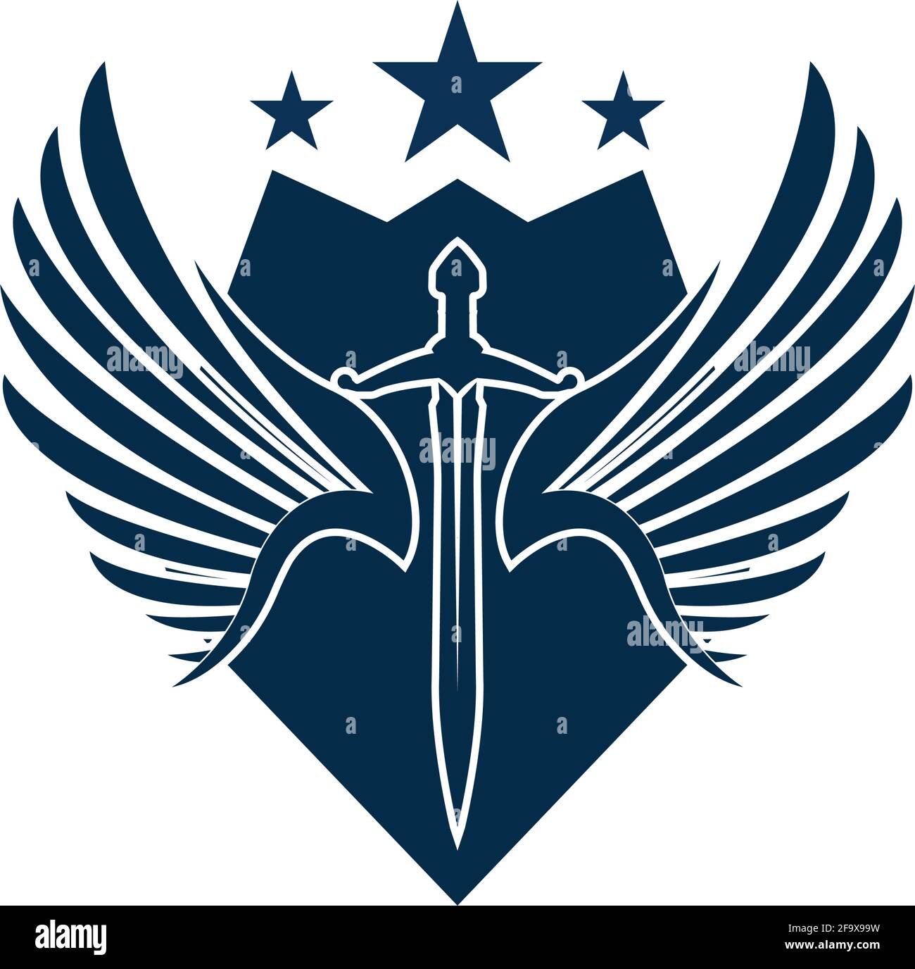 The winged sword with shield vector icon Stock Vector Image & Art - Alamy