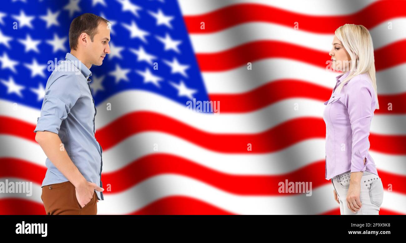 Couple wrapped in american flag hi-res stock photography and images - Alamy
