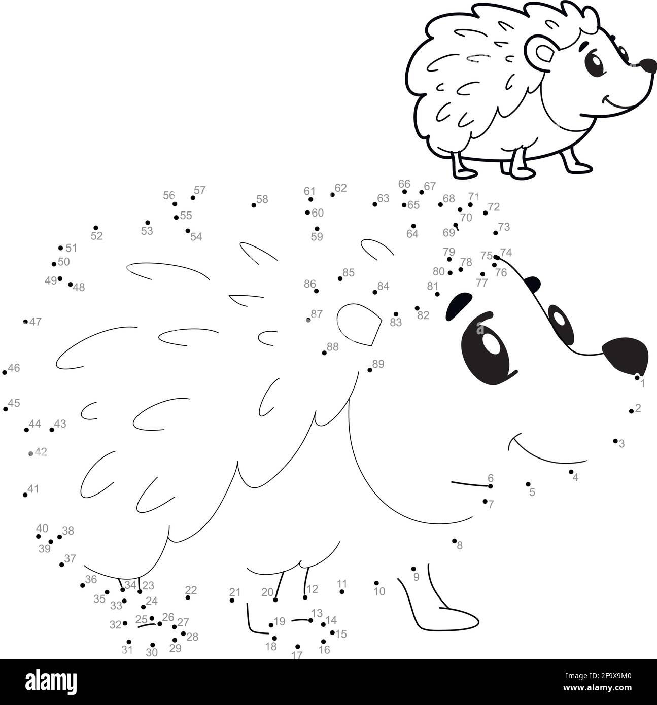 Dot to dot puzzle for children. Connect dots game. hedgehog ...