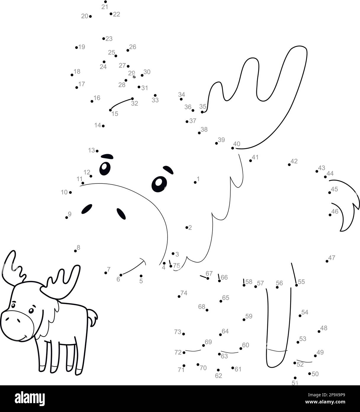Dot to dot puzzle for children. Connect dots game. elk illustration ...