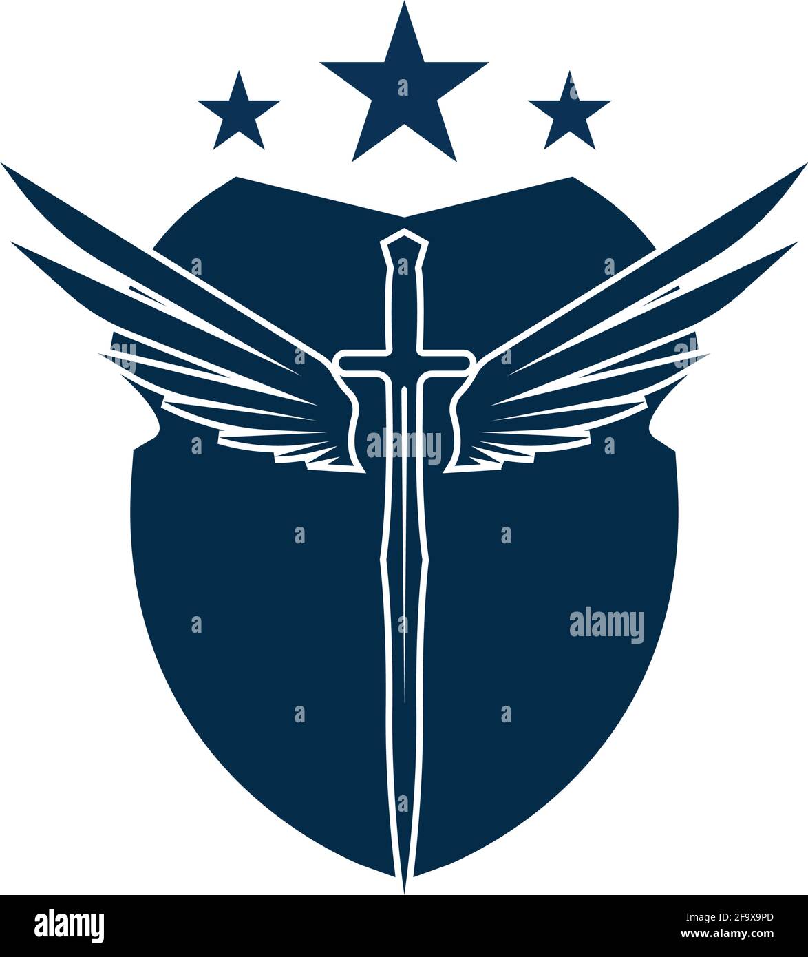 The winged sword with shield vector icon Stock Vector Image & Art - Alamy